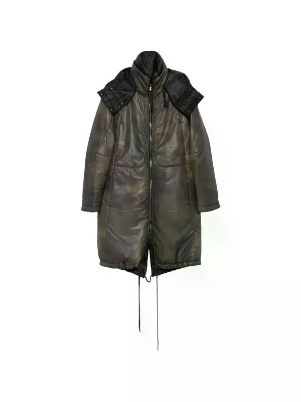 Masnada Printed Hooded Coat - Black