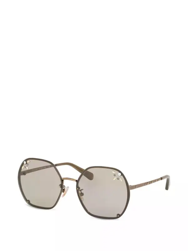 COACH Embellished Geometric-frame Sunglasses - Brown