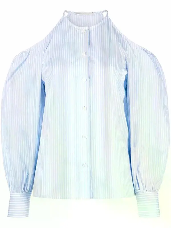 Stella McCartney Striped Cold-shoulder Blouse - Blue