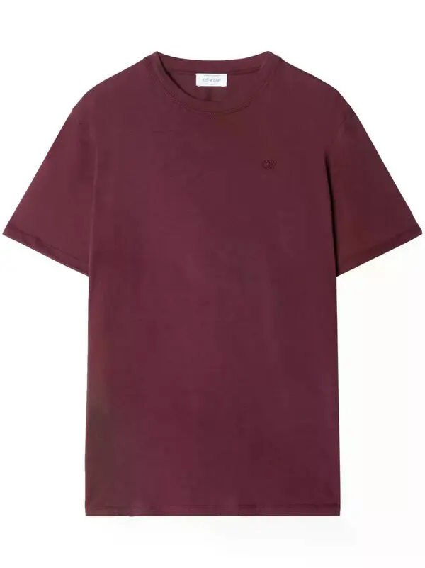 Off-White Logo-embroidered Cotton T-shirt - Red