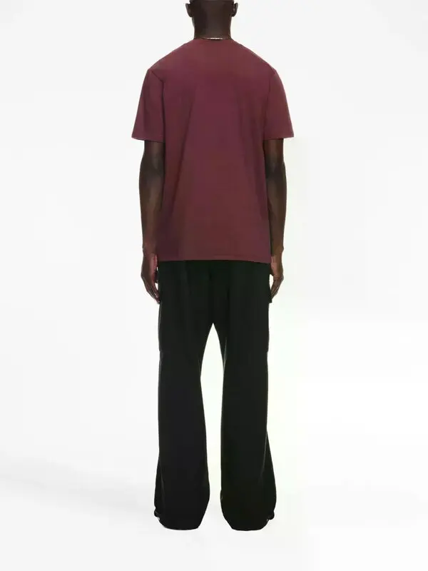 Off-White Logo-embroidered Cotton T-shirt - Red