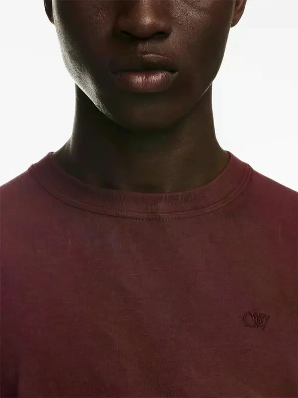 Off-White Logo-embroidered Cotton T-shirt - Red