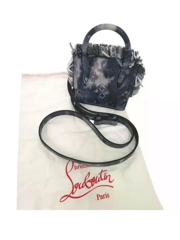 CHRISTIAN LOUBOUTIN 2021-2026 Nano Grained Calfskin Paloma Fringe Satchel - Blue