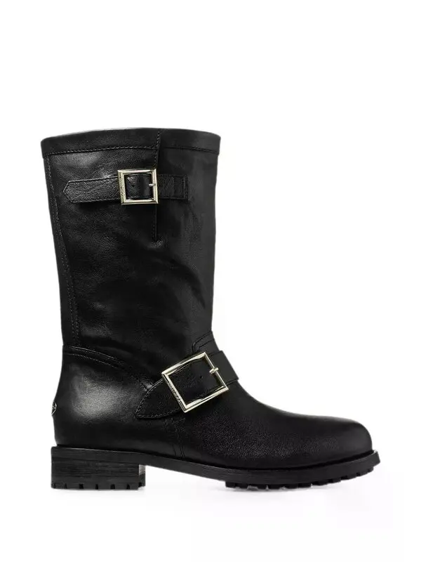 JIMMY CHOO Biker Mid Buckle-strap Boots - Black