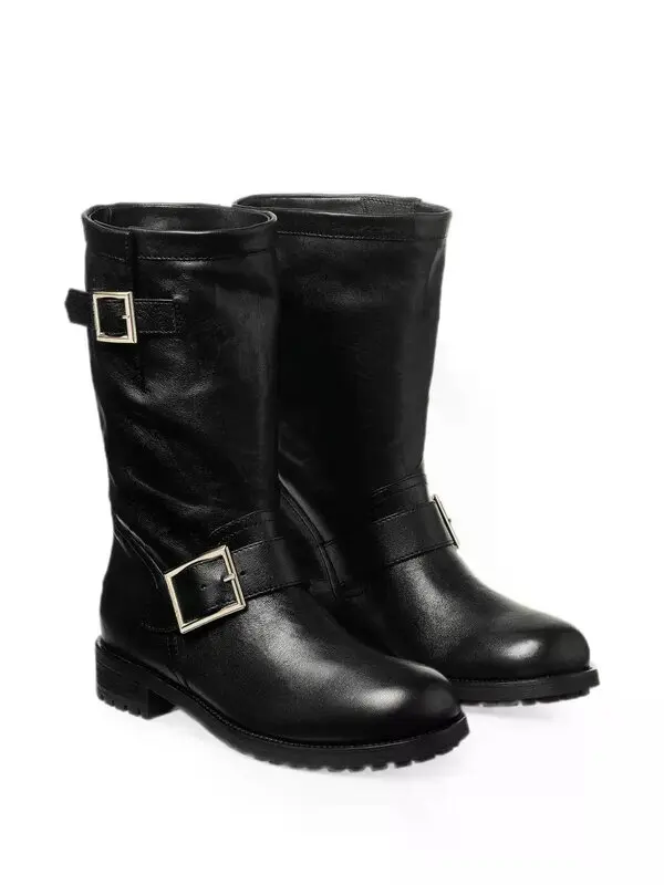 JIMMY CHOO Biker Mid Buckle-strap Boots
