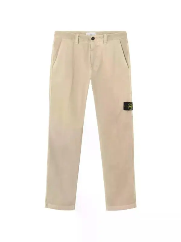 Stone Island Logo-patch Garment-dyed Trousers - Neutrals