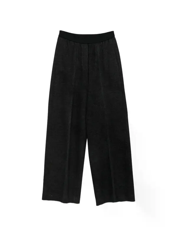 Peserico Pressed-crease Wide-leg Trousers - Black