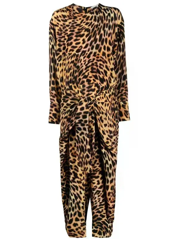 Stella McCartney Cheetah-print Silk Jumpsuit - Black