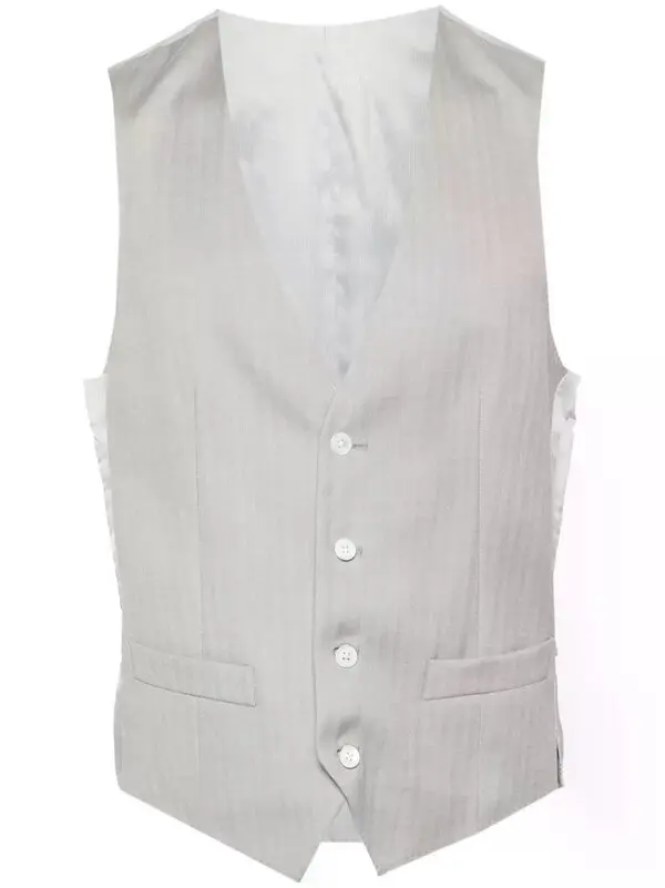 Corneliani Herringbone-pattern Virgin Wool Waistcoat - Grey