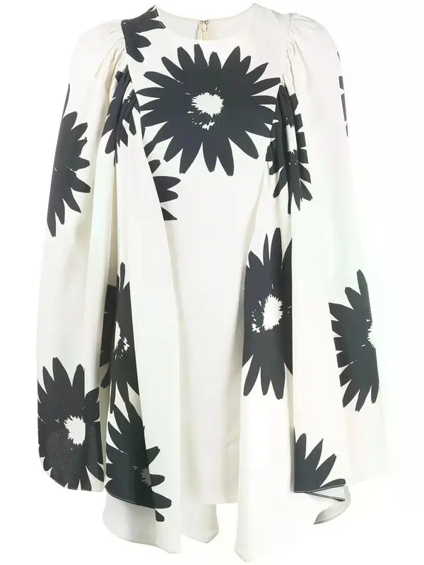 Stella McCartney Floral Print Bell Sleeves Dress - Neutrals