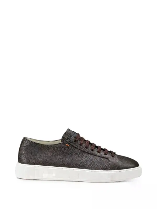 Santoni Clean Icon Mideuce Grained-leather Sneakers - Brown