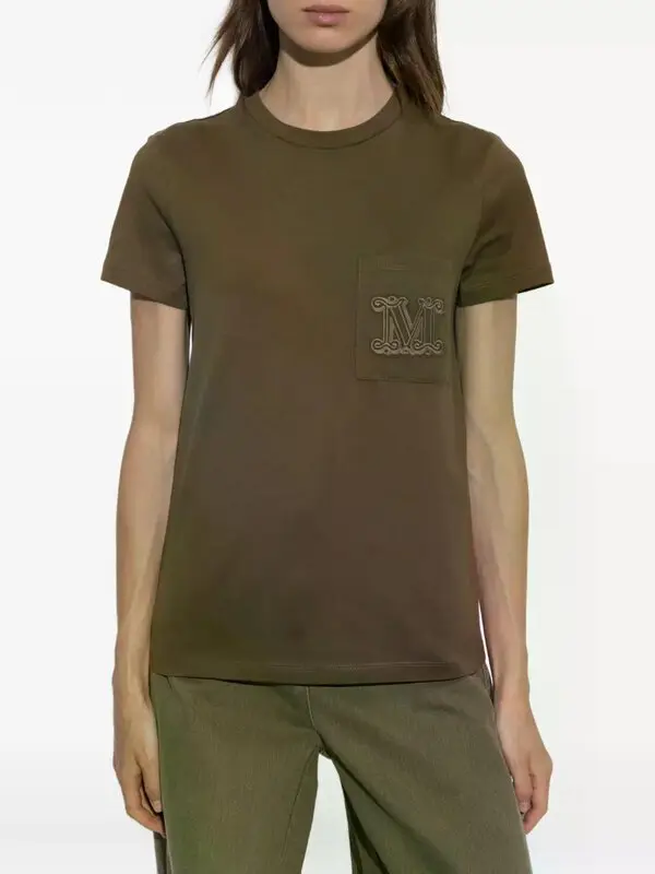 Max Mara Papaia Logo-embroidered T-shirt - Green
