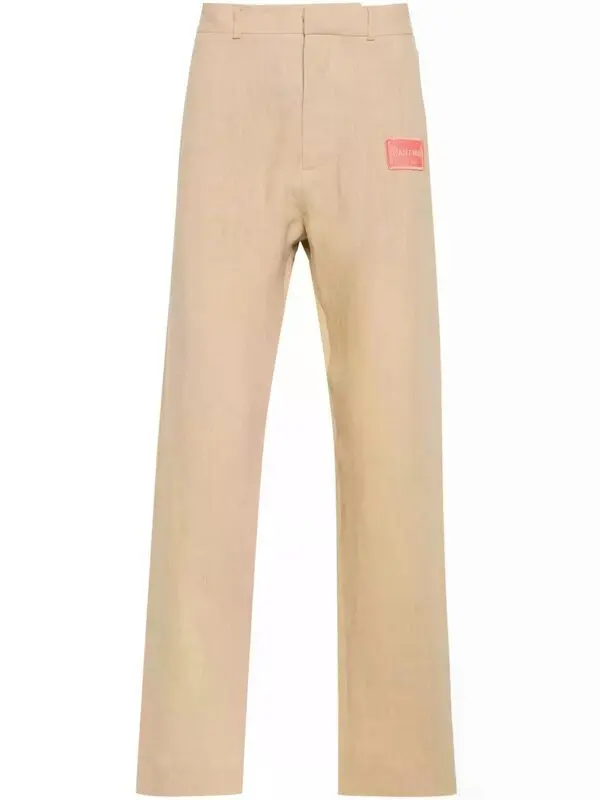 Off-White Appliqué-logo Tapered Trousers - Neutrals