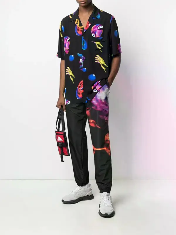 COUNTY OF MILAN Crazy Faces Print Shirt - Black
