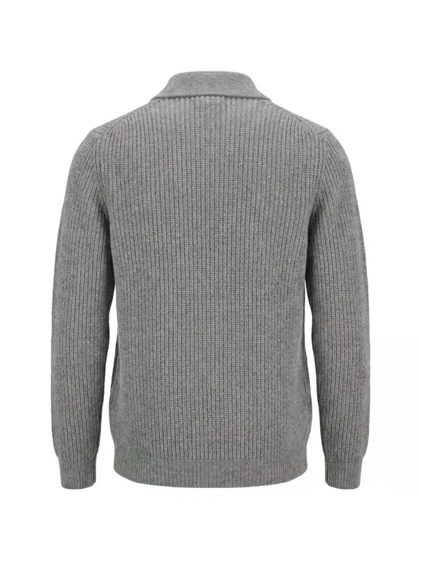 LARDINI Ribbed-knit Wool Cardigan - Grey