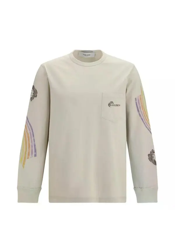 GOLDEN GOOSE Graphic-print Long-sleeve T-shirt - Neutrals