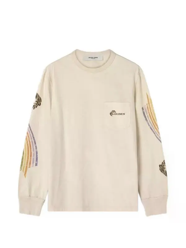 GOLDEN GOOSE Graphic-print Long-sleeve T-shirt - Neutrals