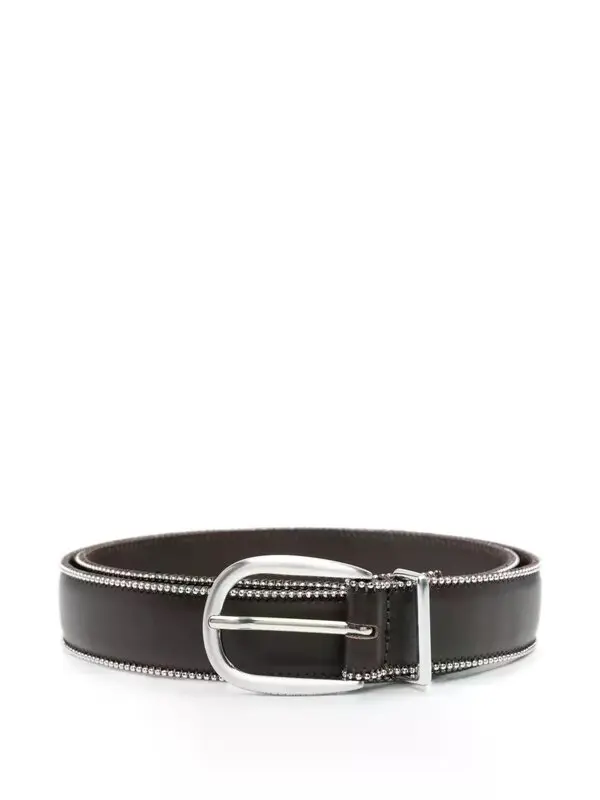 Peserico Bead-trim Leather Belt - Brown