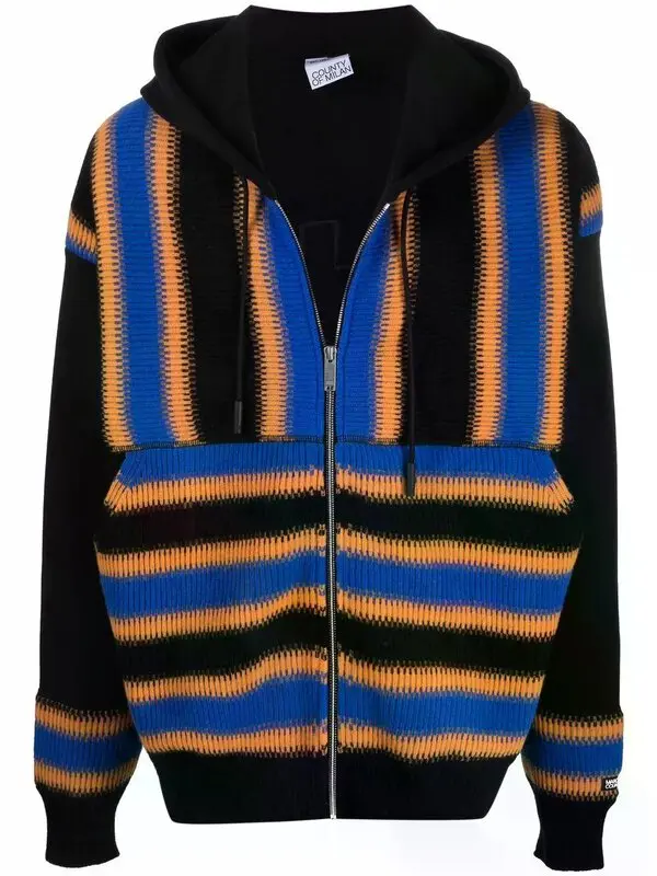 COUNTY OF MILAN Satellite Cross Zipped Hoodie - Black