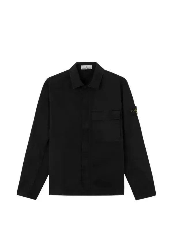 Stone Island Logo-patch Cotton-twill Shirt Jacket - Black