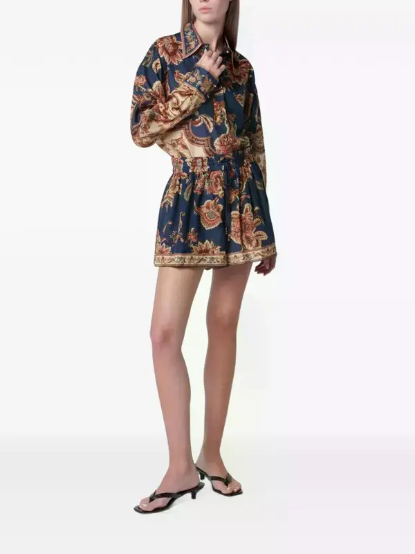 Zimmermann Aster Floral-print Shorts - Blue