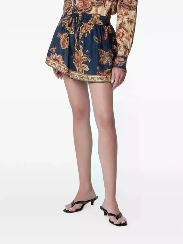 Zimmermann Aster Floral-print Shorts - Blue
