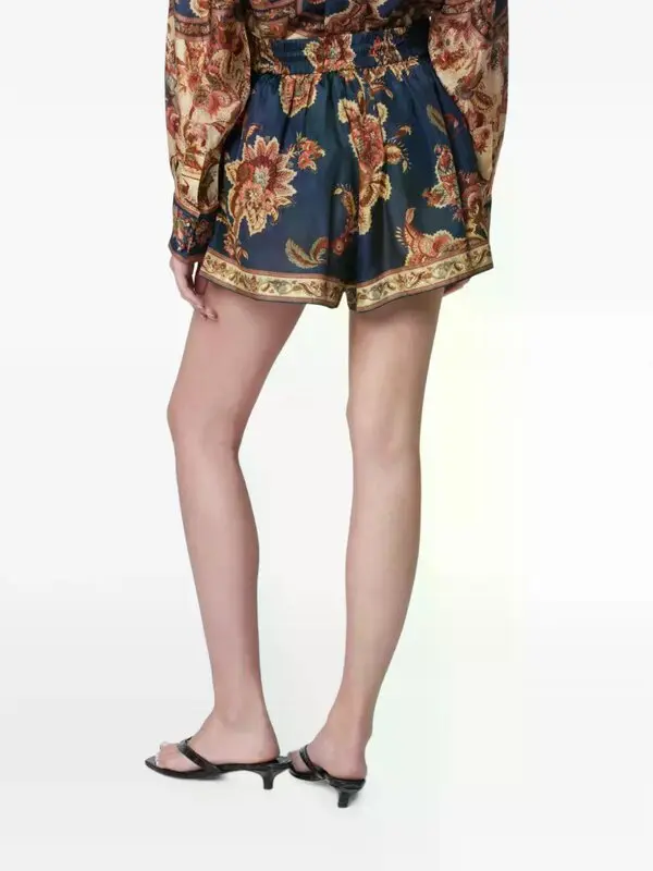 Zimmermann Aster Floral-print Shorts - Blue