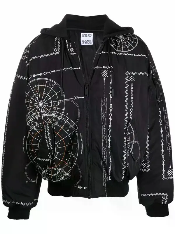 COUNTY OF MILAN Astral-print Bomber Jacket - Black