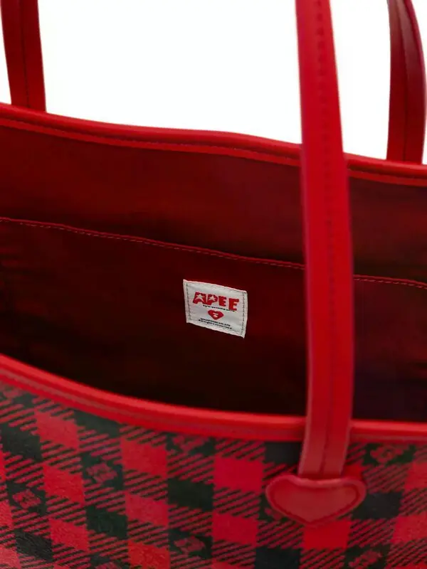 AAPE BY *A BATHING APE Check-pattern Heart-patch Tote Bag