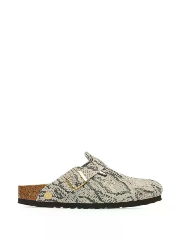 BIRKENSTOCK Boston Snake-print Mules - Neutrals