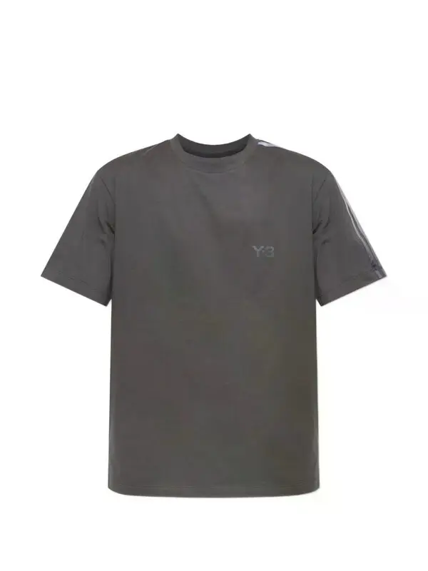 Y3 Logo-print Side-stripe T-shirt - Grey