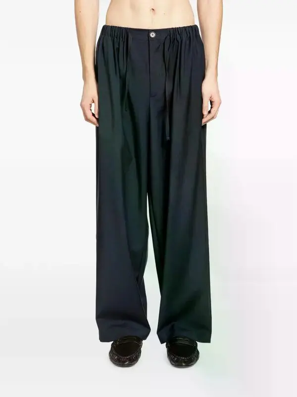 ROSE BURRITO Drawstring Virgin-wool Trousers - Blue