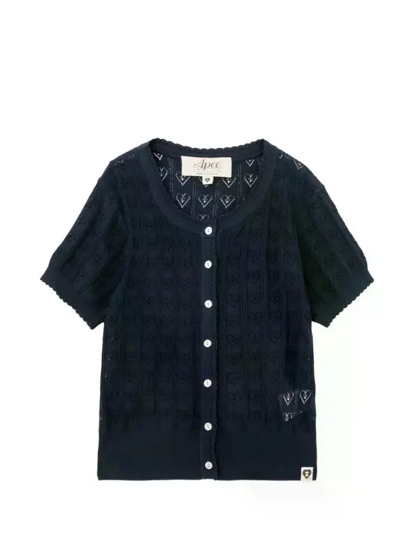 AAPE BY *A BATHING APE Heart-pointelle Cardigan - Blue