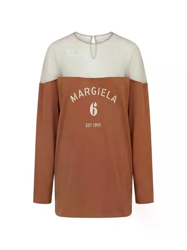 MAISON MARGIELA Logo-print Panelled T-shirt - Brown
