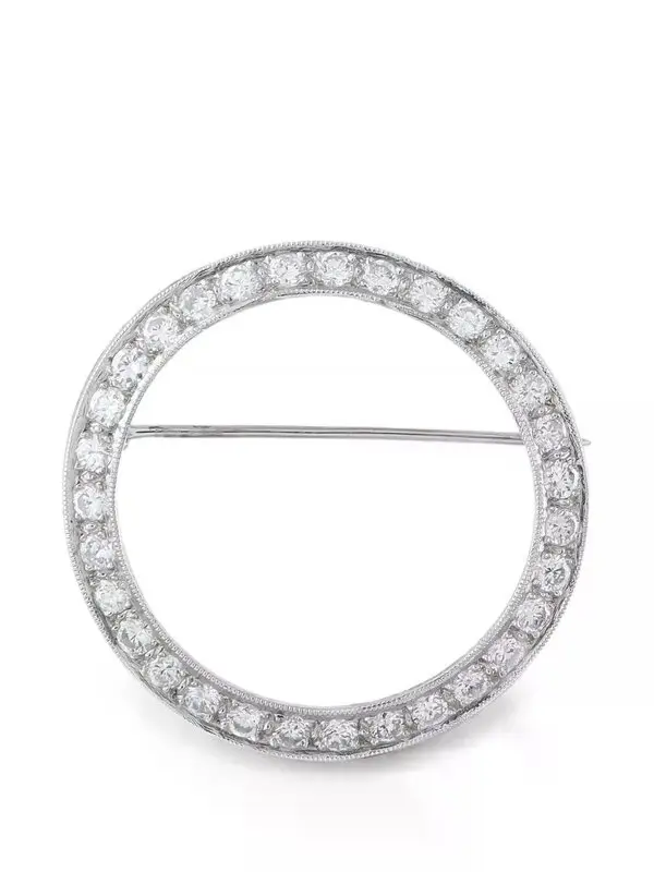LB EXCLUSIVE Diamond-embellished Circular Brooch - Silver