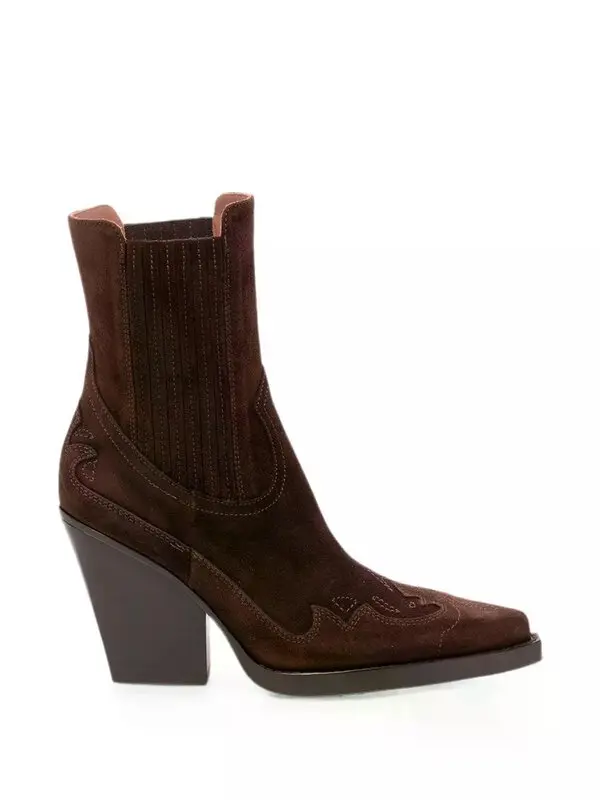 Paris Texas Dallas Embroidered Leather Cowboy Boots - Brown