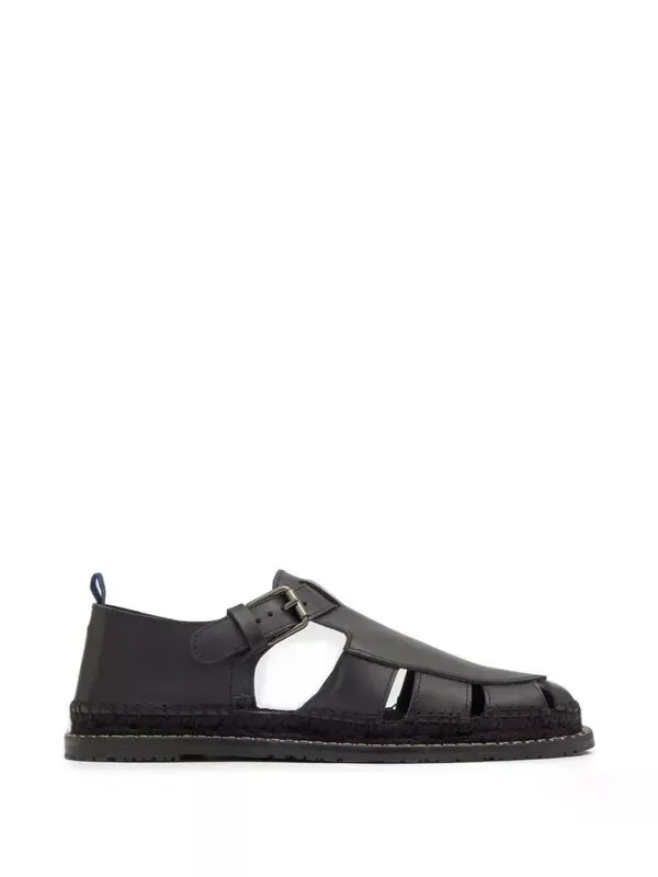 CastaÑer Fito Buckle-fastening Leather Espadrilles - Black