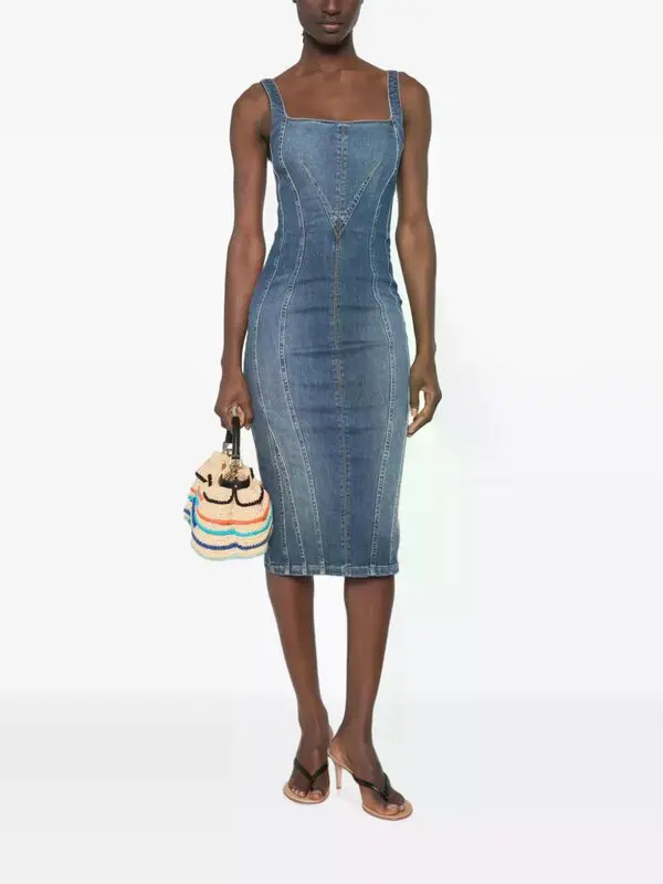 Elisabetta Franchi Panelled Square-neck Dress