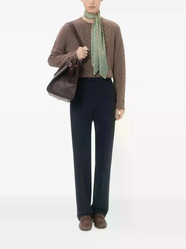 Valentino Garavani Vlogo Signature Cable-knit Sweater - Brown