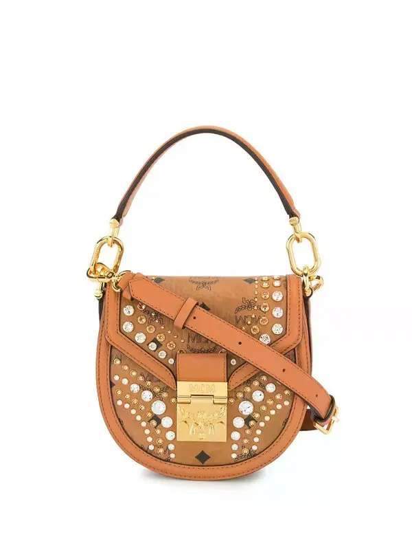 Mcm Crystal-embellished Shoulder Bag - Brown