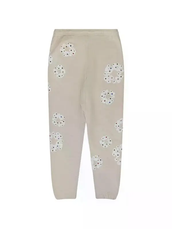 DENIM TEARS Cotton Wreath Rhinestone Track Pants - Neutrals