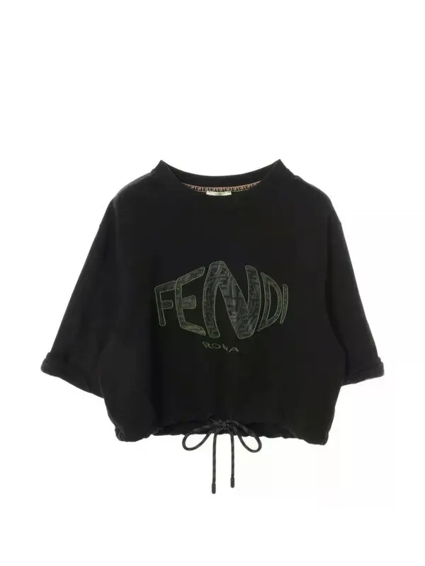 Fendi Fisheye Cropped Sweater - Black