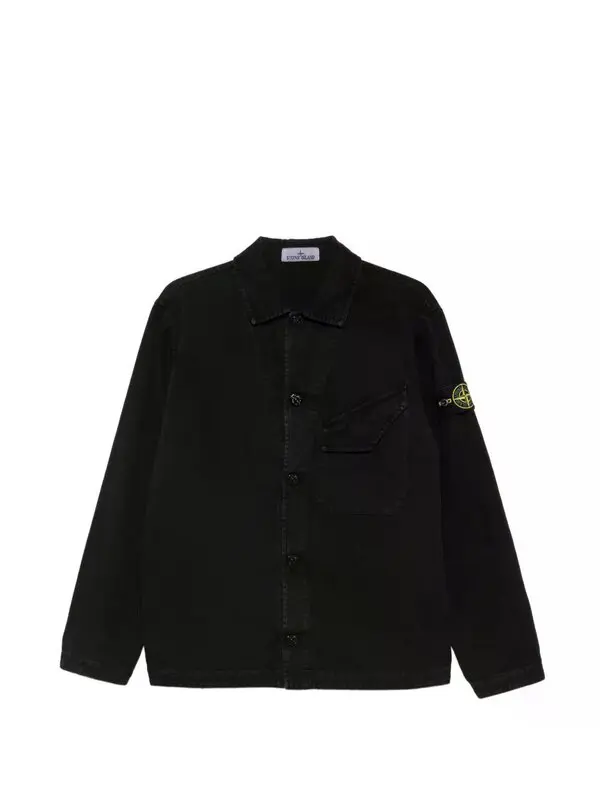 Stone Island Logo-patch Chest-pocket Shirt Jacket - Black