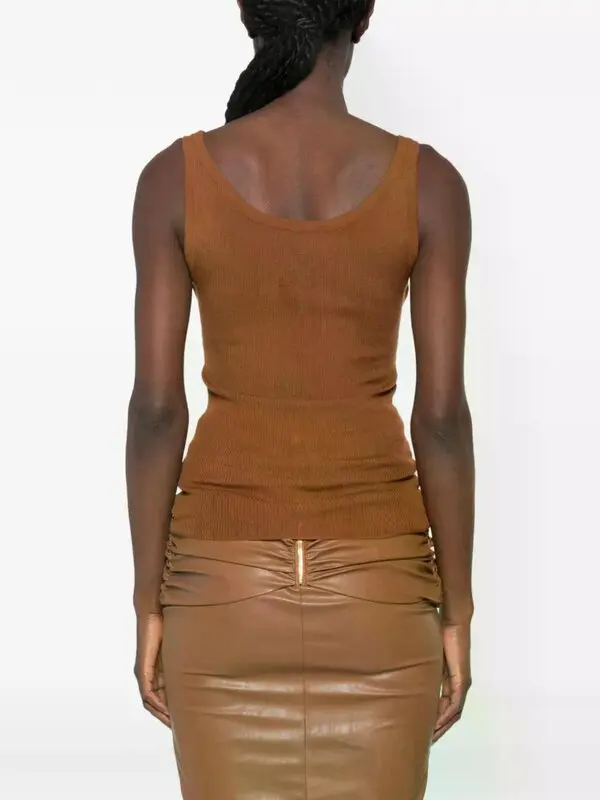 Elisabetta Franchi Ribbed Knit Logo Vest - Brown