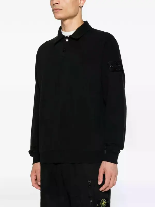 Stone Island Logo-patch Long-sleeve Polo Shirt