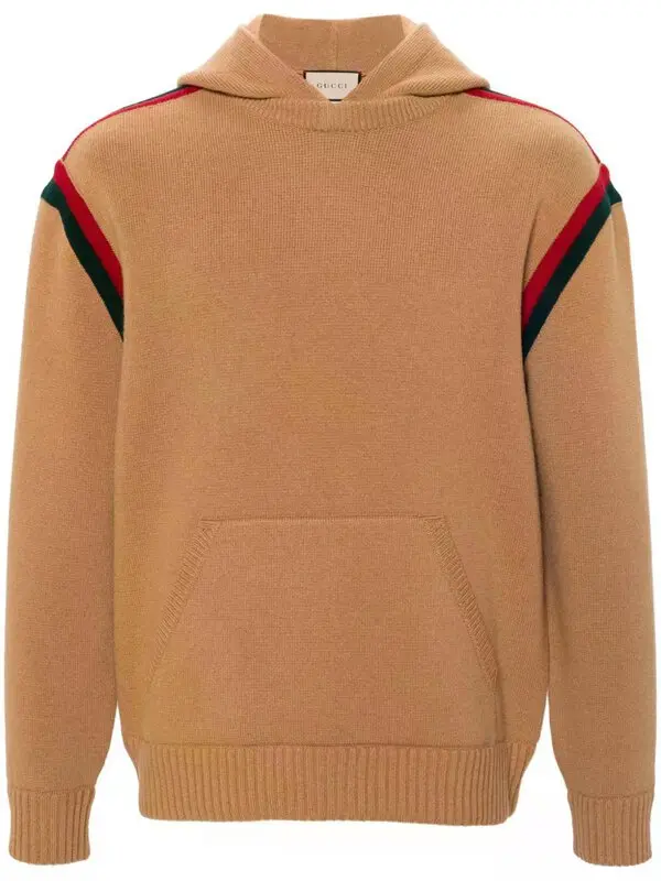 Gucci Web-stripe Wool Hoodie - Neutrals