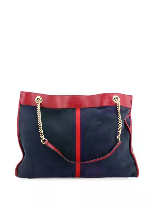 Gucci Rajah Chain Suede Large Tote Bag - Blue