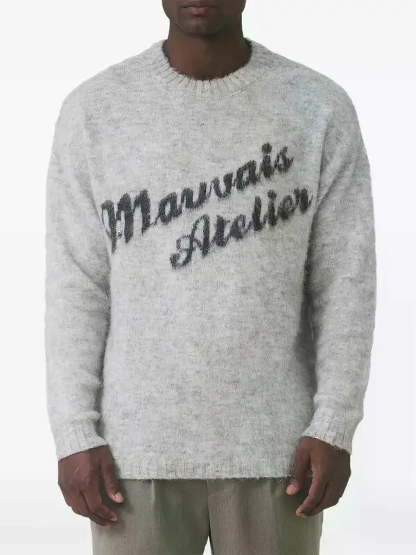 MAUVAIS Logo Print Brushed-knit Jumper