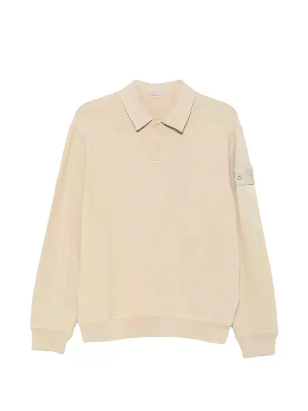 Stone Island Logo-patch Long-sleeve Polo Shirt - Neutrals