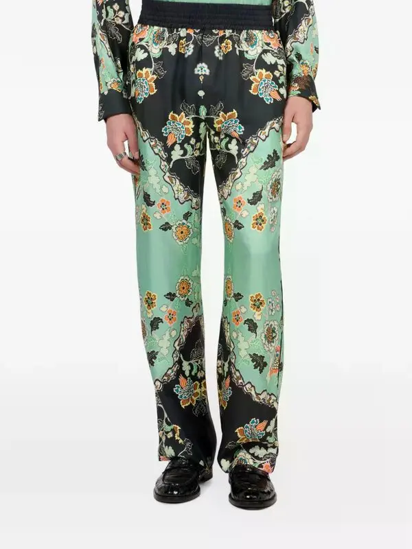 Roberto Cavalli Floral-print Wide-leg Trousers